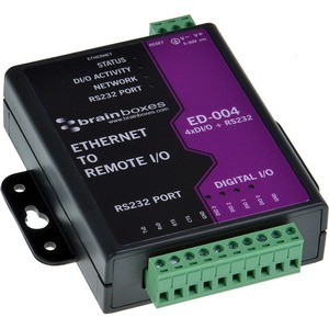 Brainboxes – Ethernet to 4 Digital IO and RS232 Serial Port – Bledsoe Corp